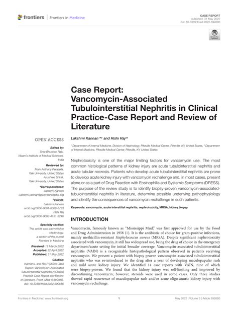 Pdf Case Report Vancomycin Associated Tubulointerstitial Nephritis