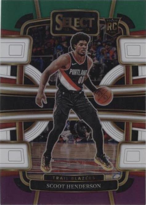 2023 24 Panini Select Concourse Scoot Henderson 77 Green White Purple Prizm Rc For Sale