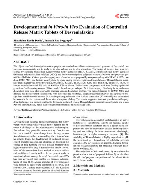 Pdf Development And In Vitro In Vivo Evaluation Of Controlled Release