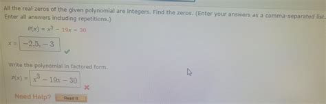 Solved All The Real Zeros Of The Given Polynomial Are Chegg Com