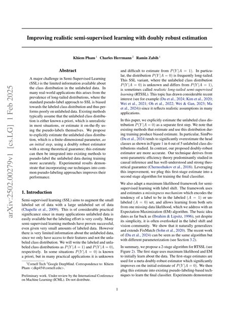 Pdf Improving Realistic Semi Supervised Learning With Doubly Robust Estimation