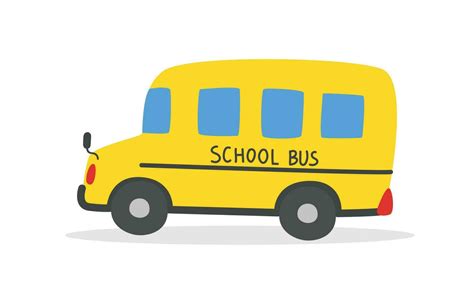 School Bus Clipart Simple Yellow School Bus Flat Vector Illustration Clipart Cartoon Style