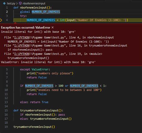 Visual Studio Code Bugged When Running Python Try And Except For ValueError Stack Overflow