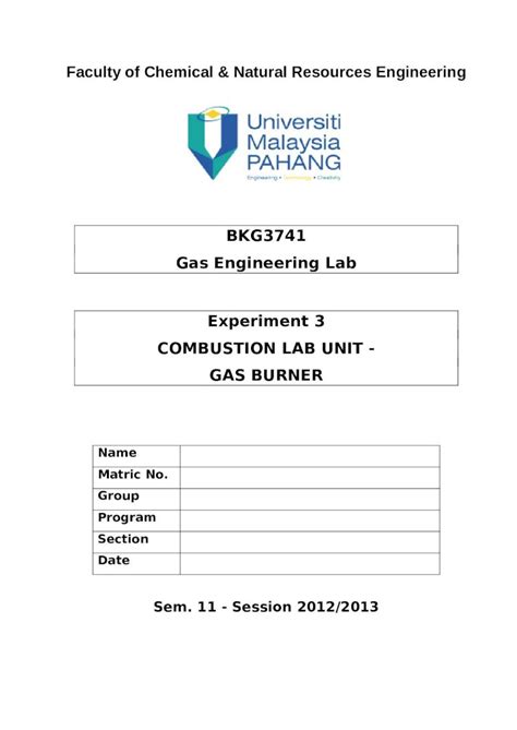 DOC Combustion Lab Unit Gas Burner DOKUMEN TIPS