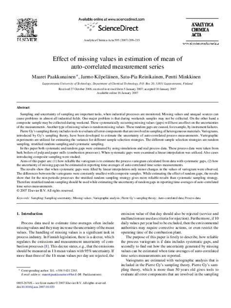 pdf effect of missing values in estimation of mean of auto correlated