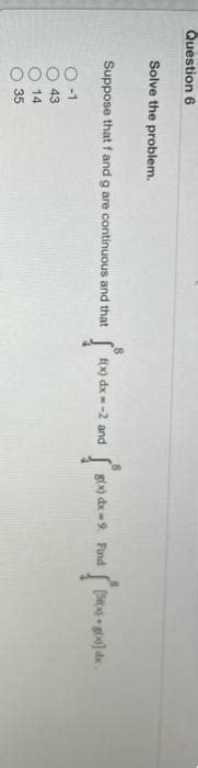 Solved Question Solve The Problem Suppose That And G Are Chegg Com