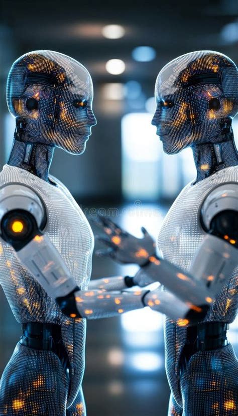 Advanced Robots Collaborating Symbolizing The Future Of Technology And Artificial Intelligence