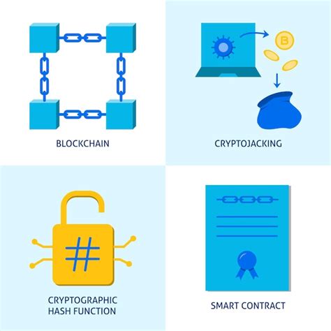 암호화 및 Blockchain 아이콘 세트 프리미엄 벡터