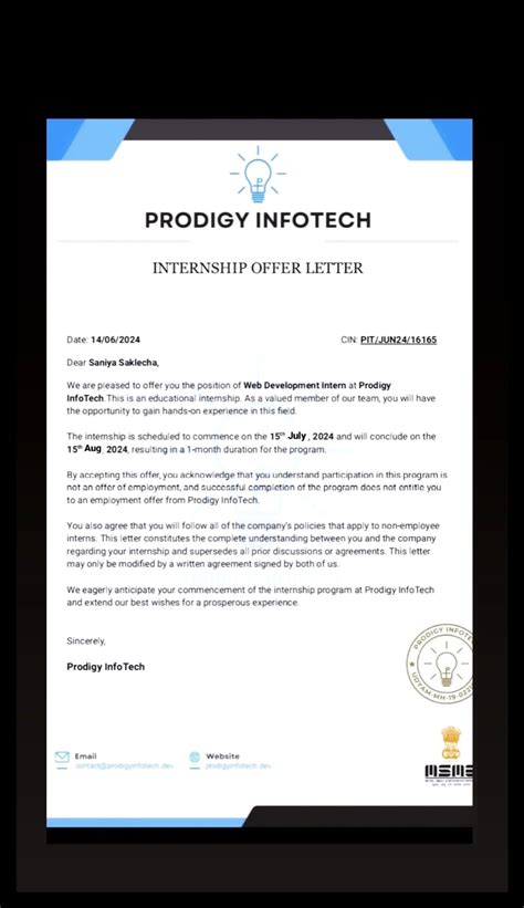 Saniya Saklecha On Linkedin Internship Webdevelopment Careergrowth Excited