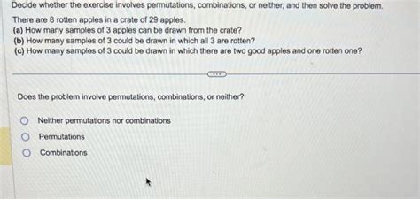 Decide Whether The Exercise Involves Permutations Chegg