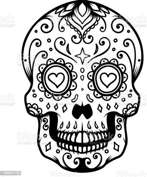 설탕 해골 흰색 배경에 고립입니다 죽음의 날입니다 디 아 드 로스 안 돼 포스터 카드 배너 인쇄 디자인 요소입니다 고딕 양식에 대한 스톡 벡터 아트 및 기타 이미지 Istock