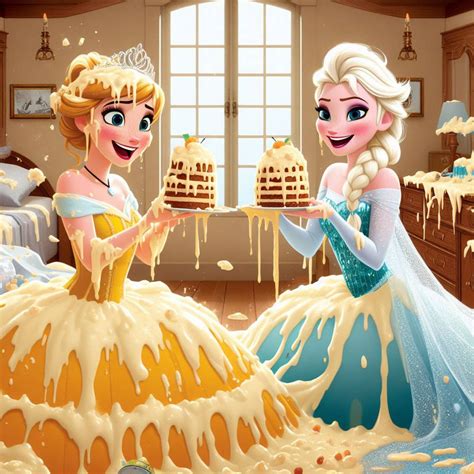 Anna And Elsa Cake And Custard By Chryslerfire On Deviantart