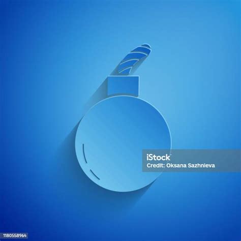 종이 컷 폭탄 파란색 배경에 고립 된 아이콘을 폭발 할 준비가 종이 아트 스타일입니다 벡터 일러스트레이션 개념에 대한 스톡 벡터 아트 및 기타 이미지 Istock