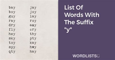 List Of Words With The Suffix Y