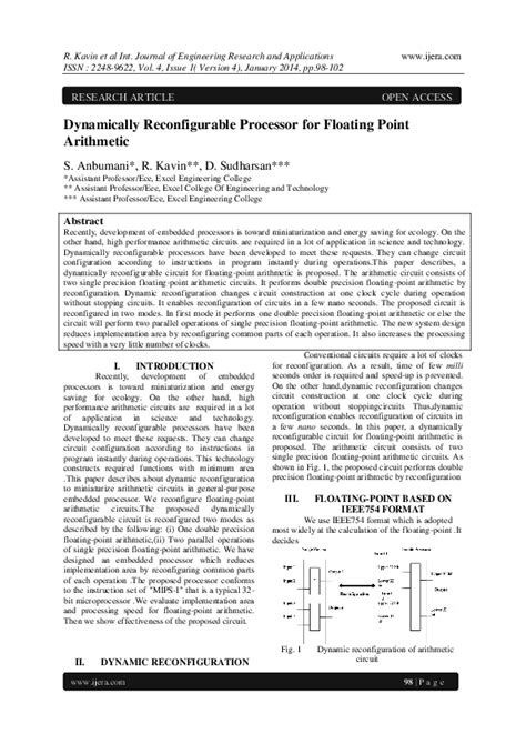 pdf reconfigurable processor for floating point ops