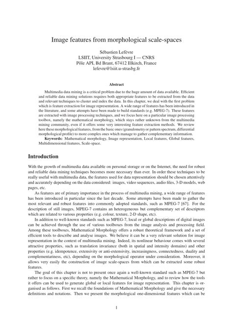 Pdf Image Features From Morphological Scale Spaces