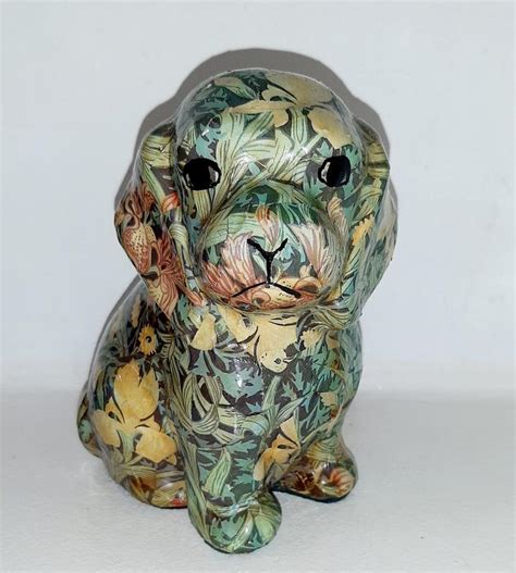 Винтажная клаптевая фигурка щенка с цветочным узором — цена 250 грн в каталоге Статуэтки Купить
