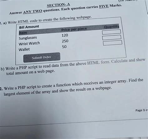 Solved Section A Answer Any Two Questions Each Question