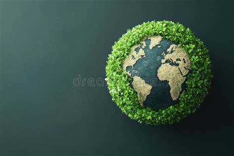A Globe Surrounded By Lush Greenery Symbolizing Environmental Care Stock Illustration