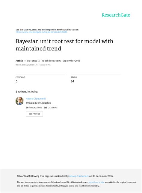 Pdf Bayesian Unit Root Test For Model With Maintained Trend