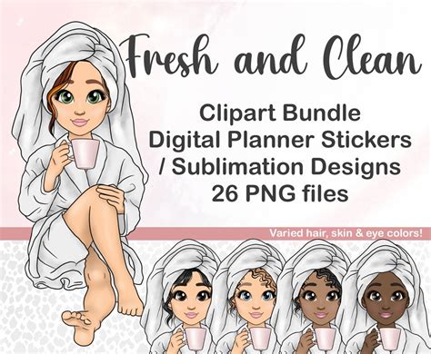 Cute Bathrobe Girl Clipart Kawaii Relaxing Self Care Chibi Png Spa