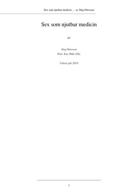 Pdf Sex Som Njutbar Medicin