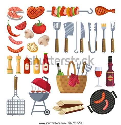 바비큐 파티를 위한 다른 특별한 도구와 스톡 벡터로열티 프리 732798568