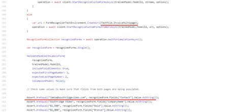 [form recognizer] the given key contact was not present in the