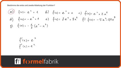 Ableitung Der E Funktion Leichte Übungsaufgaben Ohne Produkt Und Kettenregel Youtube