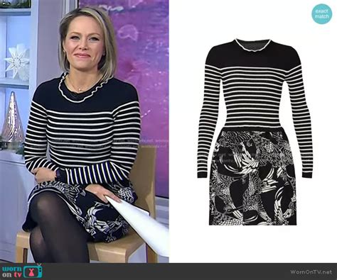 Wornontv Dylans Black Striped Sweater And Bird Print Skirt On Today
