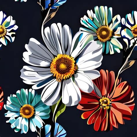 Seamless Flowers Pattern Design Digital Flowers Floral Pattern