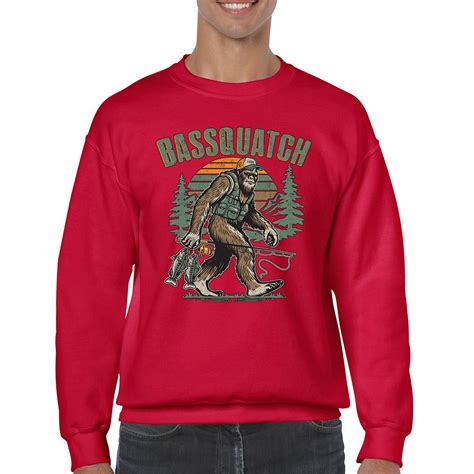 Bassquatch Bigfoot Fishing Sweatshirt Funny Retro Sasquatch Monster