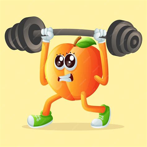 Premium Vector Cute Apricot Character Lifting Weights