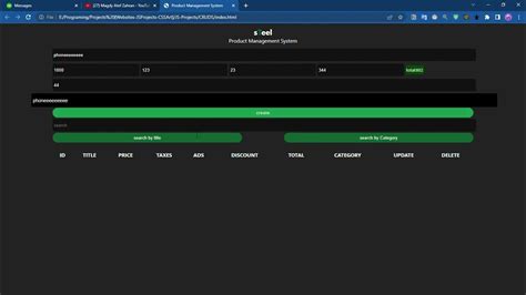 Cruds Product Management System With Htmlcssjavascript Youtube