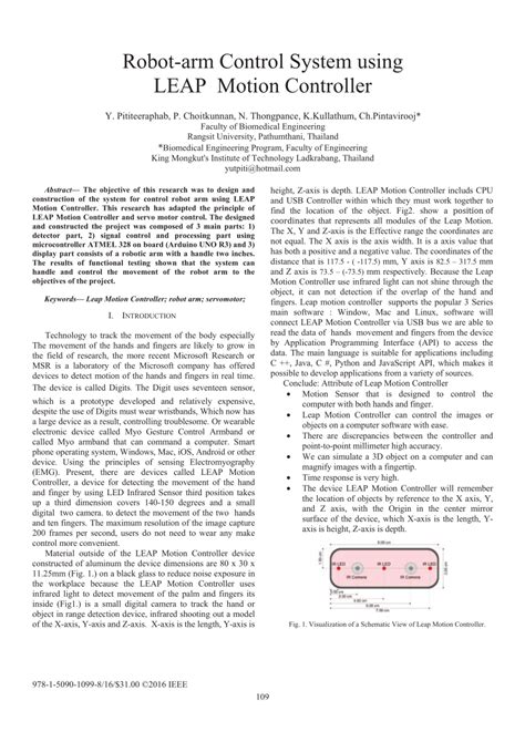 Pdf Robot Arm Control System Using Leap Motion Controller