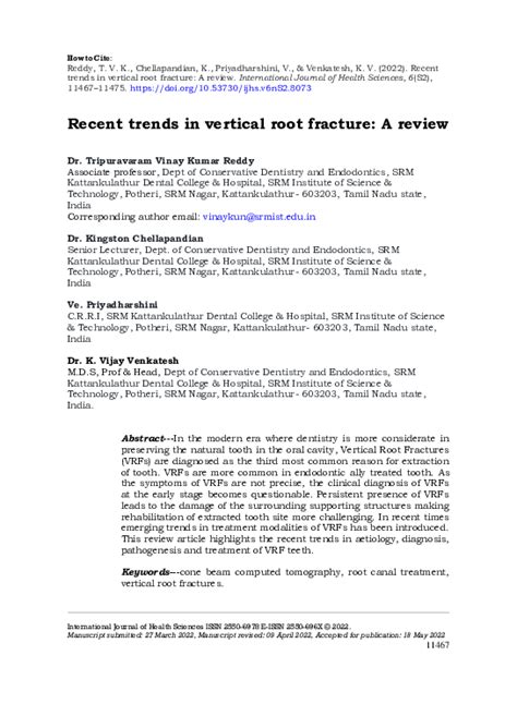 Pdf Recent Trends In Vertical Root Fracture