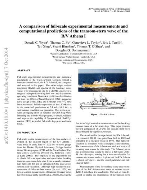 Pdf A Comparison Of Full Scale Experimental Measurements And