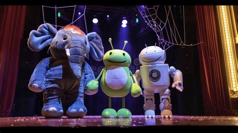 The Green Android Robot Mascot Bugdroid The Plush Blue Php Elephant Mascot Elephpant And A Cute