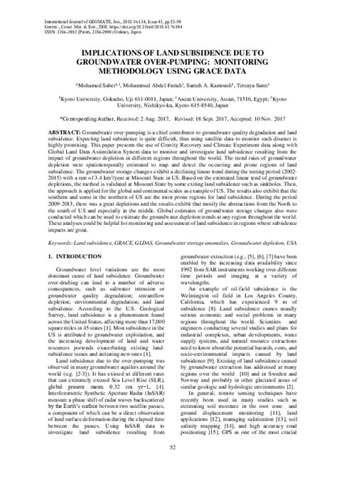 Pdf Implications Of Land Subsidence Due To Groundwater Over Pumping Monitoring Methodology