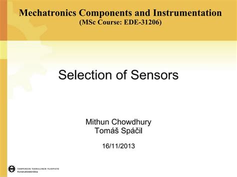 Selection Of Sensors Mechatronics Ppt