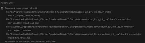 what am i doing wrong plugin fails to initializate because rhino3dm is not installed or