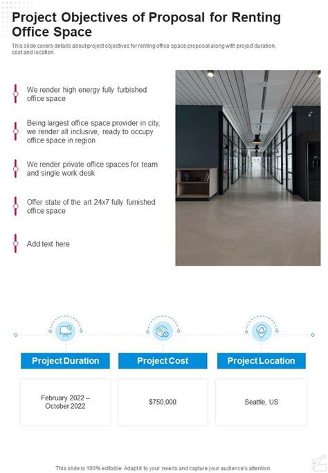 Project Objectives Of Proposal For Renting Office Space One Pager
