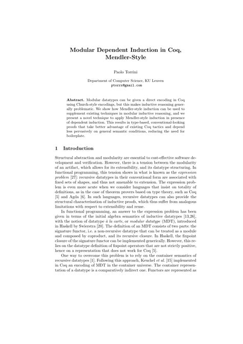 Pdf Modular Dependent Induction In Coq Mendler Style