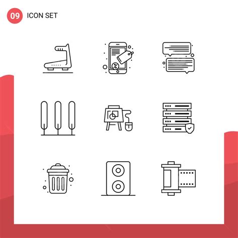 9개의 데이터 픽토그램으로 구성된 모바일 인터페이스 개요 세트 쥐 공공의 스피커 Png 일러스트 및 벡터 에 대한 무료 다운로드 Pngtree