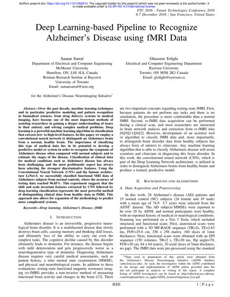 Pdf Deep Learning Based Pipeline To Recognize Alzheimers Disease Using Fmri Data