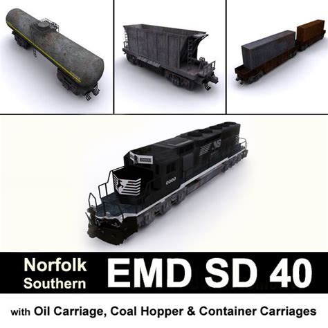 Emd Sd 40 Csx Con Carros Modelo 3d 150 Max Fbx Obj Unknown Free3d