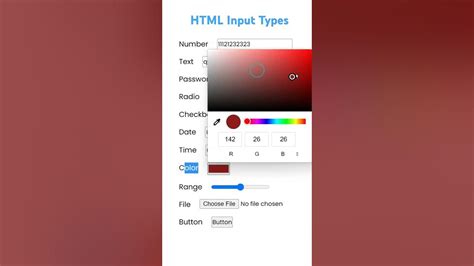 Html Input Types Css Inputs Learnhtml5andcss3 Webdesign Webdevelopment Shorts Viral