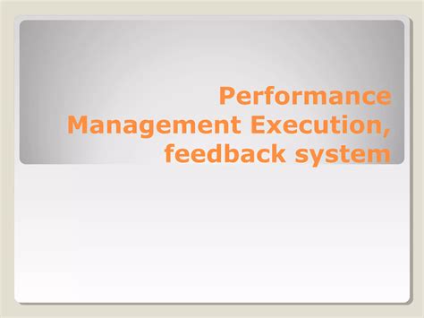 Performance Execution Ppt