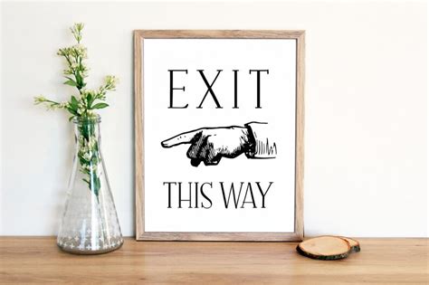 Exit This Way PRINTABLE Poster Exit Sign Dorm Decor Finger Etsy