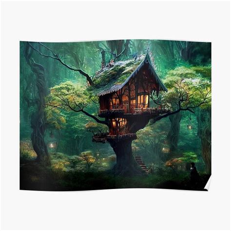 Fantasy Cozy Treehouse Poster For Sale By Rudekitten Redbubble